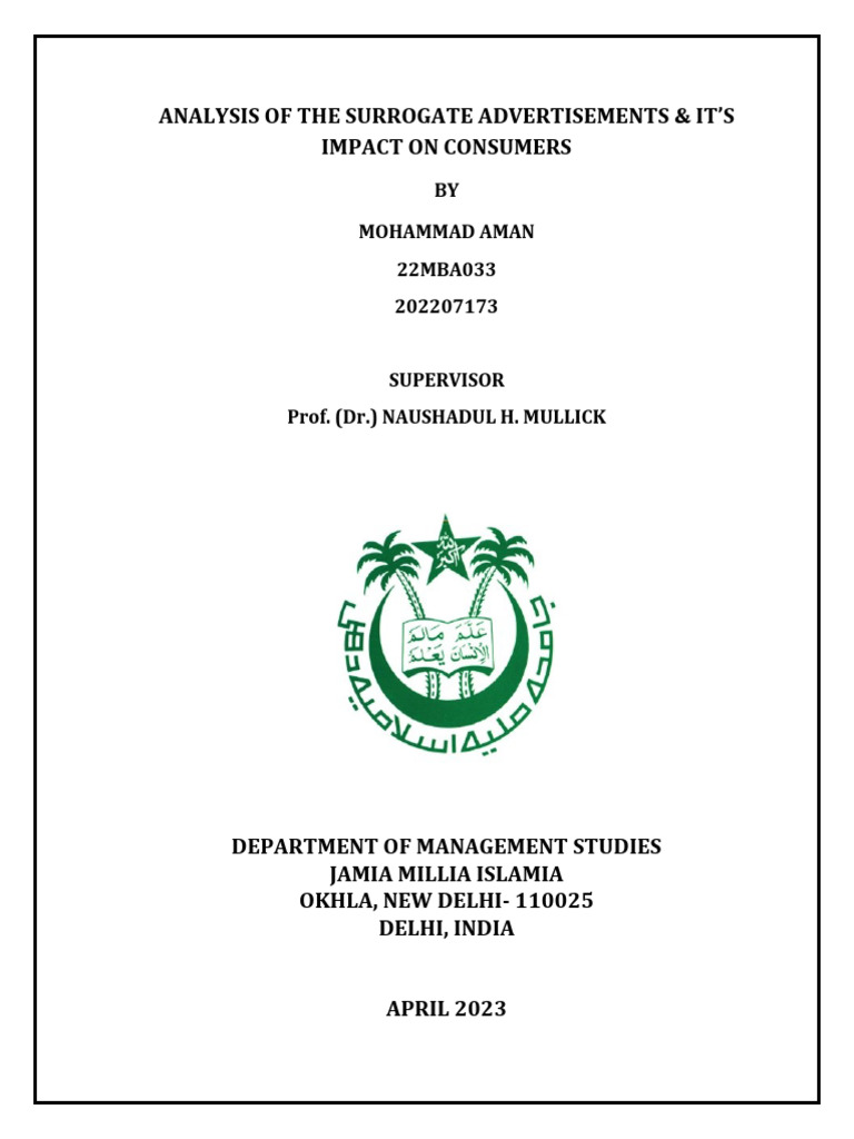 Mohammad Aman - Dissertation Final | PDF | Sampling (Statistics) | Advertising