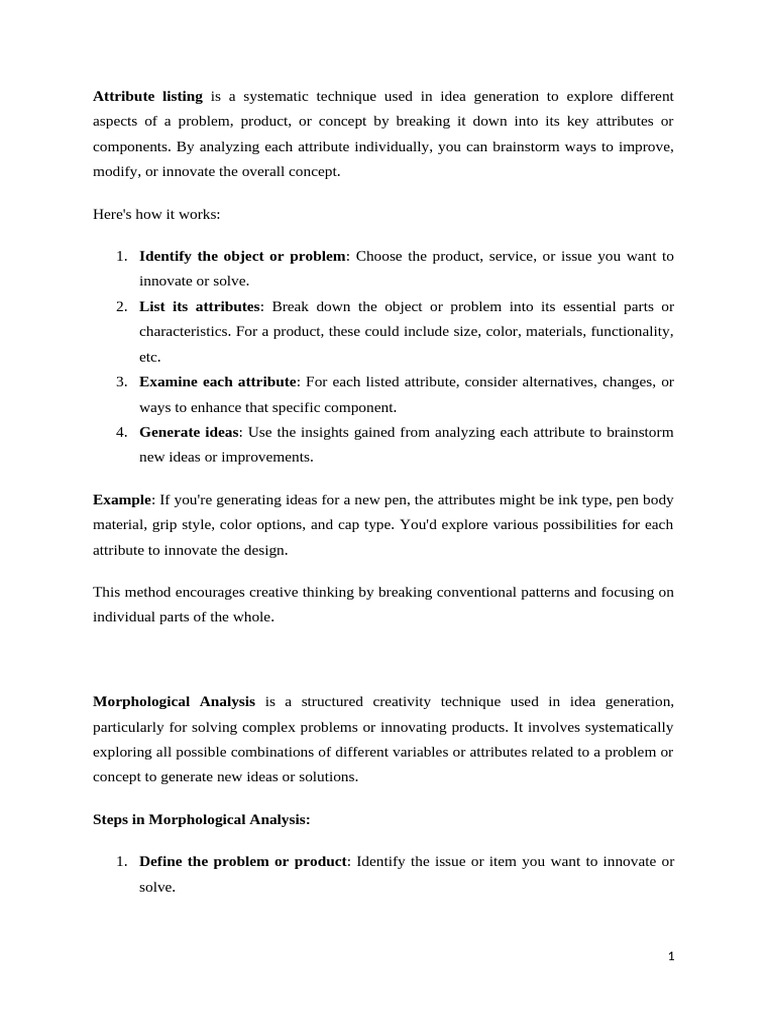 Idea Generating Techniques | PDF | Creativity | Thought
