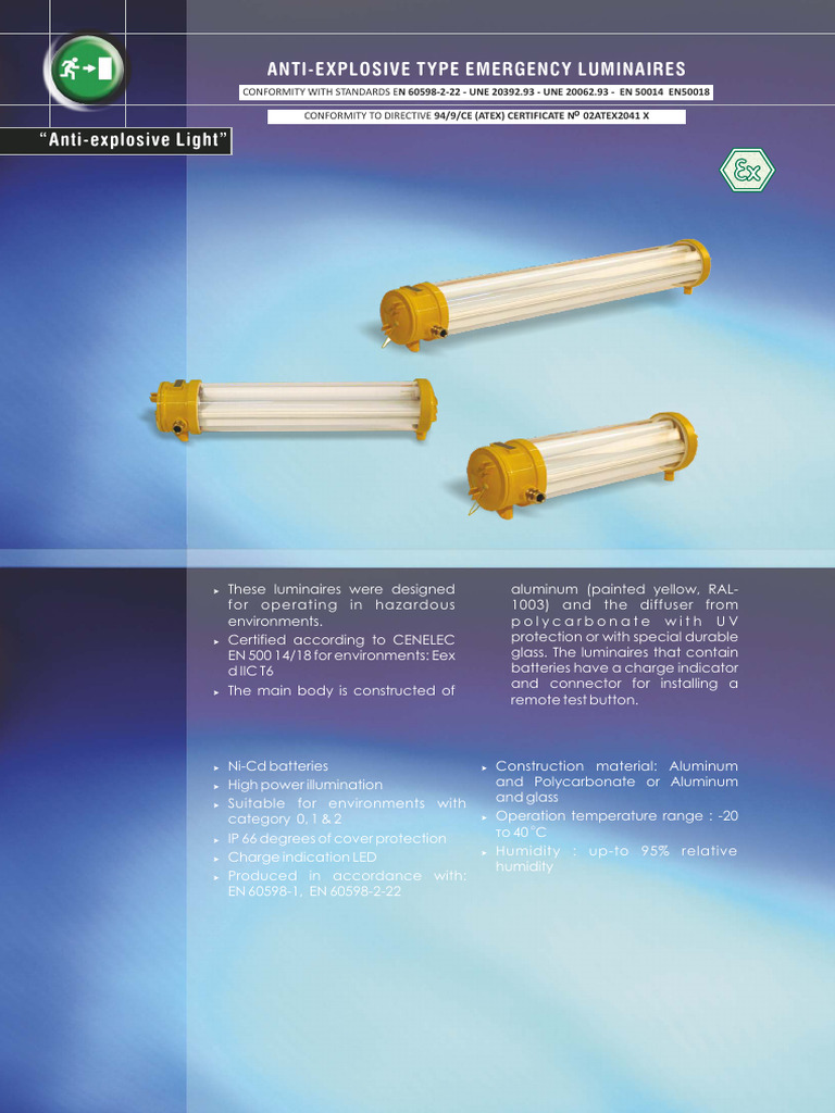 Anti-Explosive Emergency Luminaires | PDF | Light Emitting Diode | Light