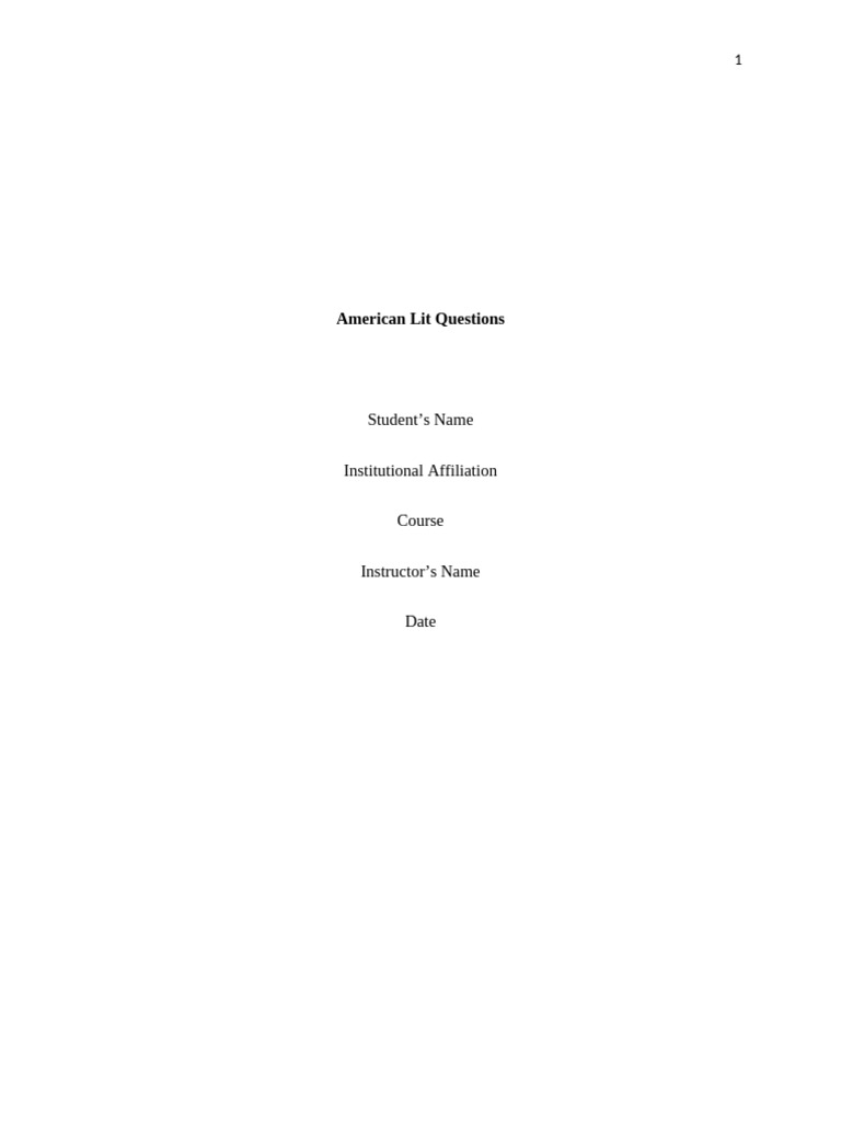 American Lit Questions | PDF