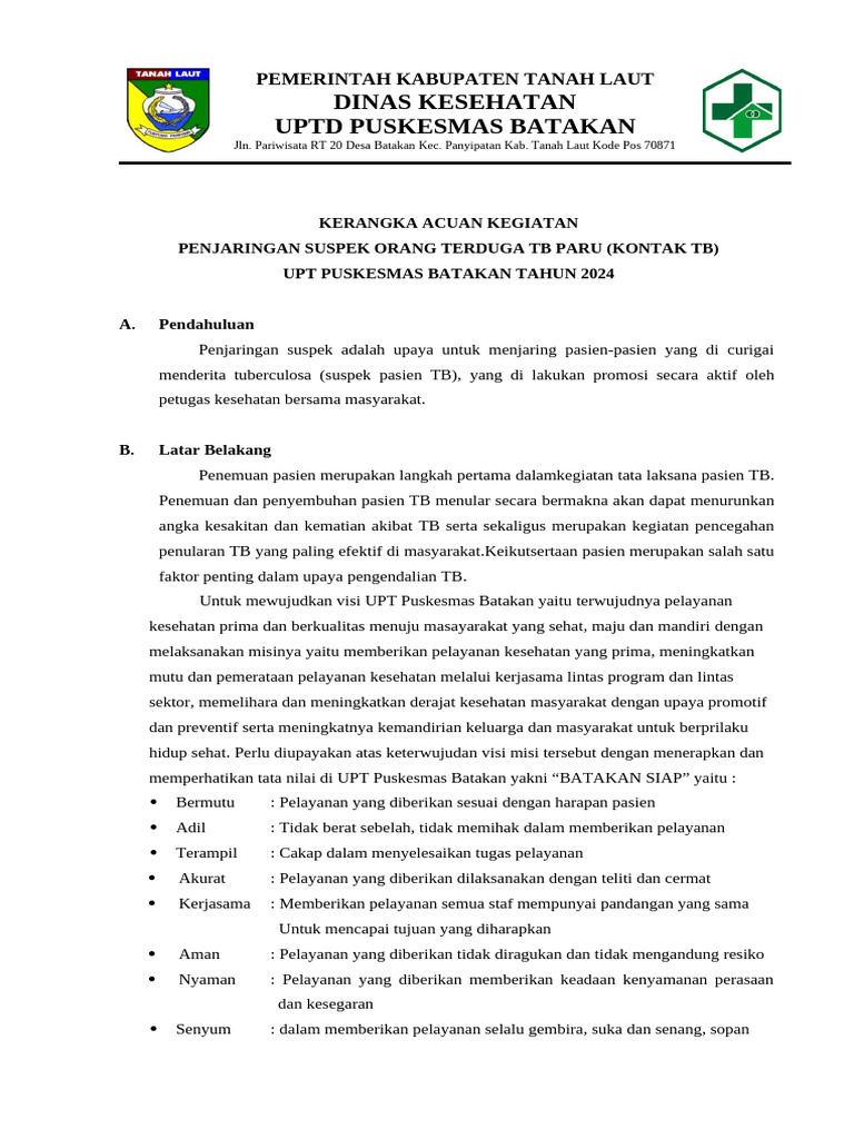 KAK Penjaringan TB | PDF