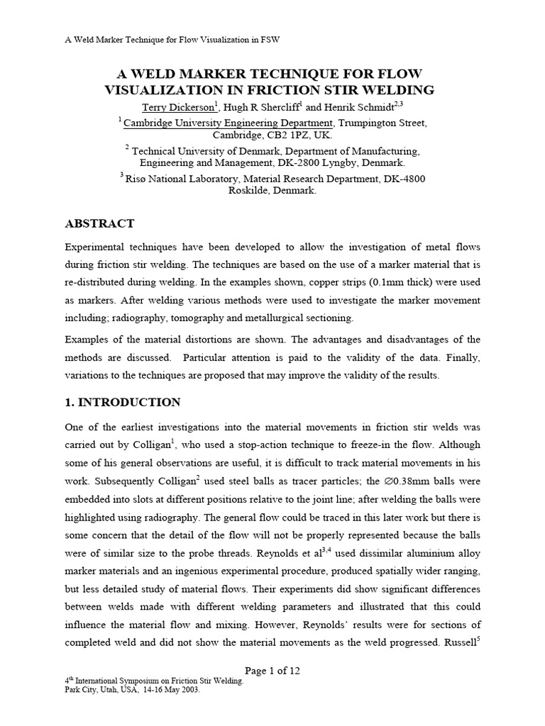 A Weld Marker Technique For Flow | PDF | Welding | Construction
