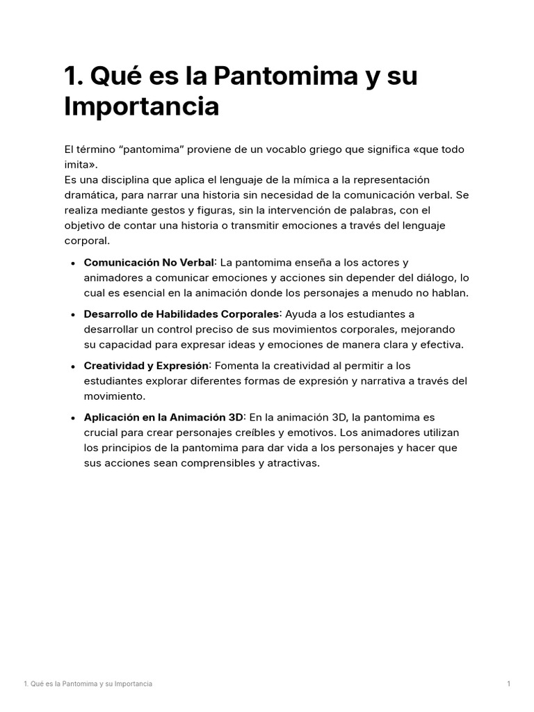 Qué Es La Pantomima y Su Importancia: Comunicación No Verbal | PDF