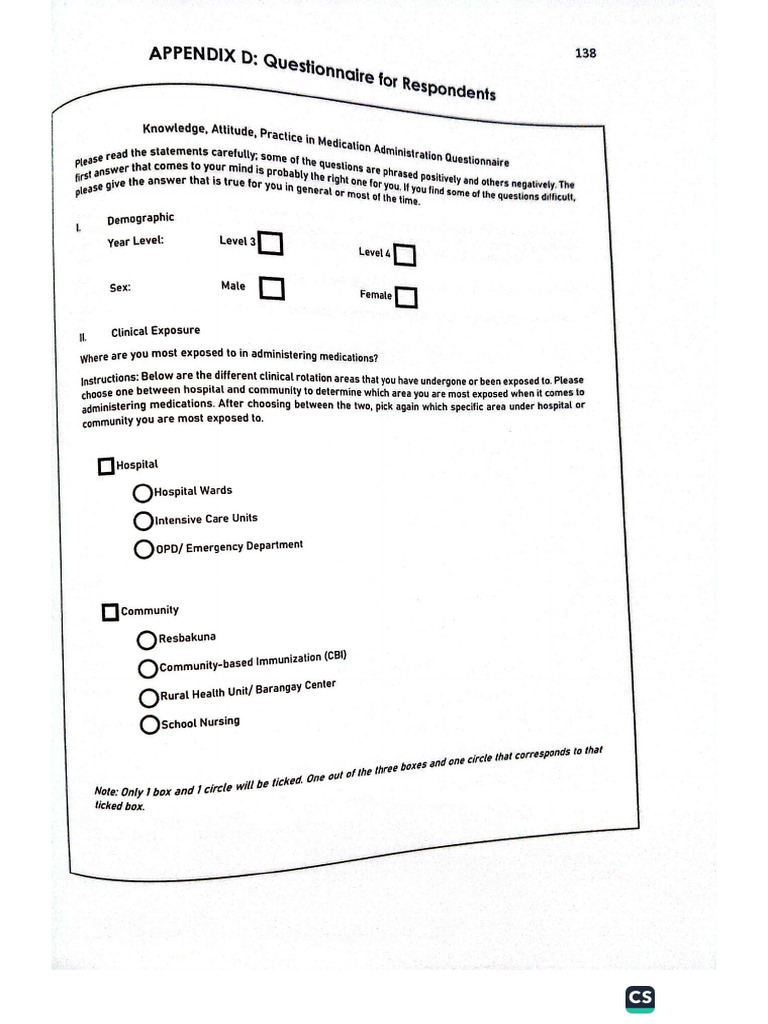 Sample KAP Questionnaire | PDF