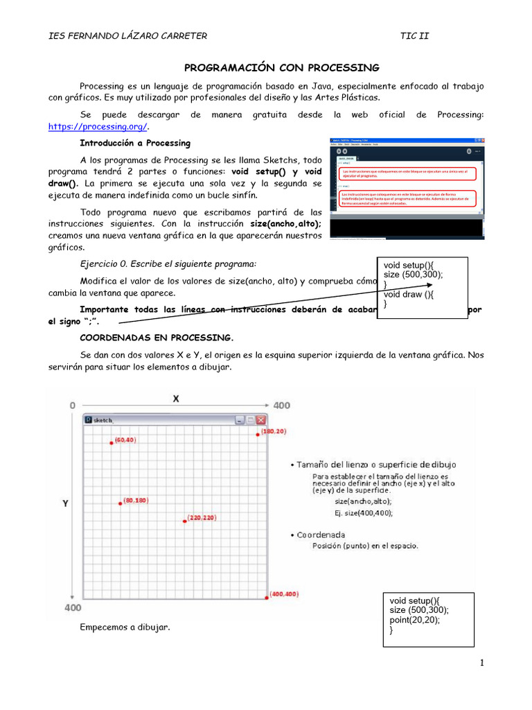 Programación Con Processing: Introducción A Processing Void Setup y Void Draw | PDF | Color ...