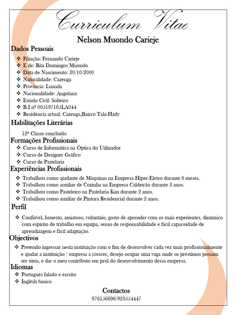 Nelson Carieje Curriculum Vitae | PDF