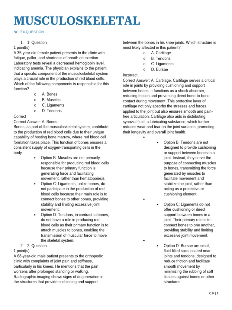 Musculoskeletal System Overview | PDF | Osteoporosis | Human ...