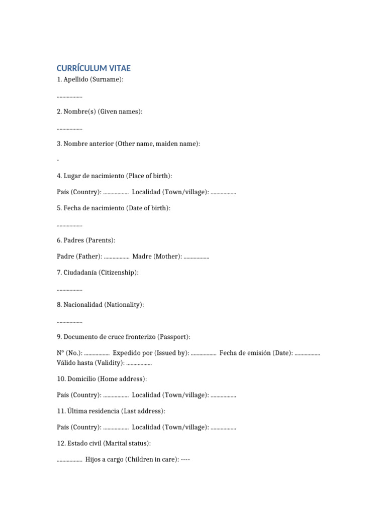 Currículum Vitae en Español | PDF