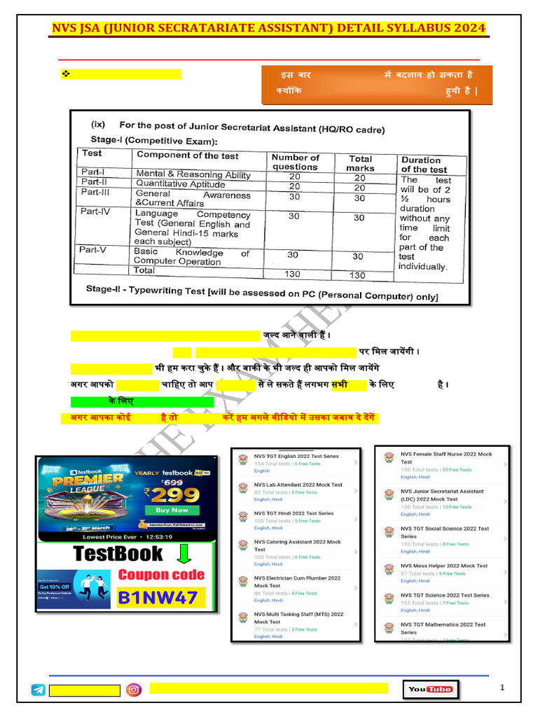 NVS JSA Syllabus 2024 Overview | PDF | Verb | Linguistics