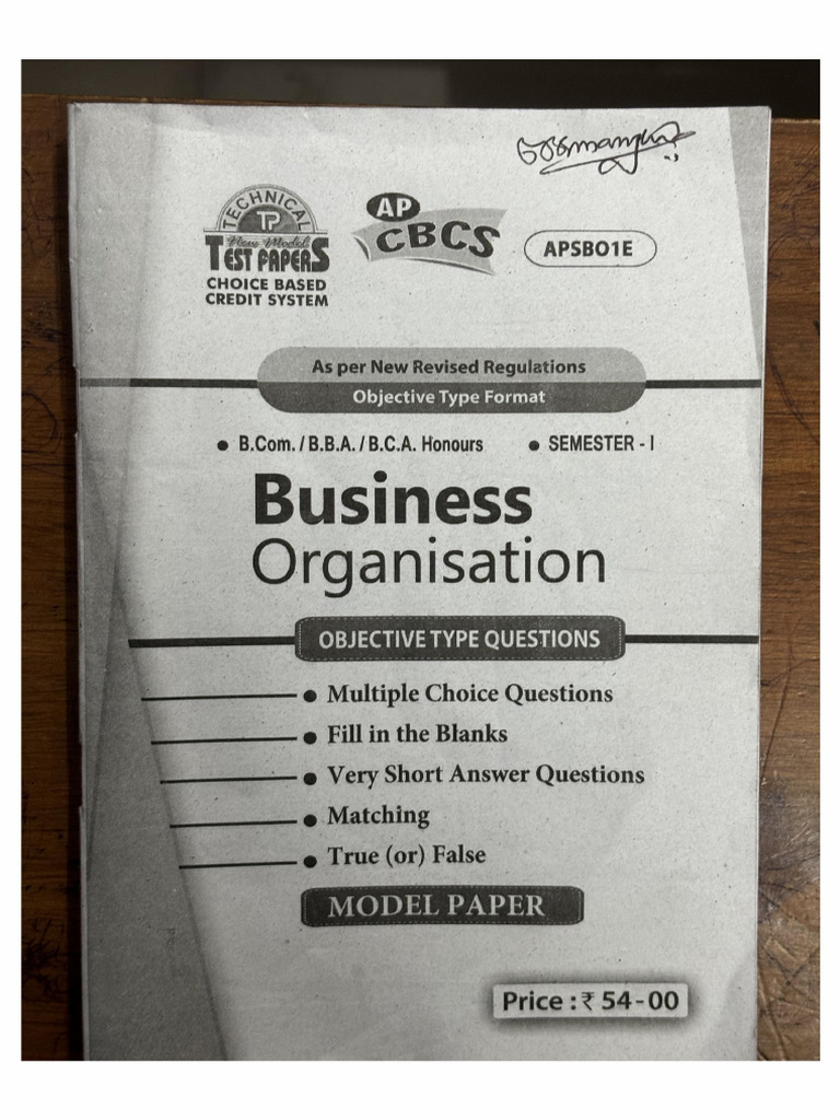 BO Objective Type Questions& Model Paper | PDF