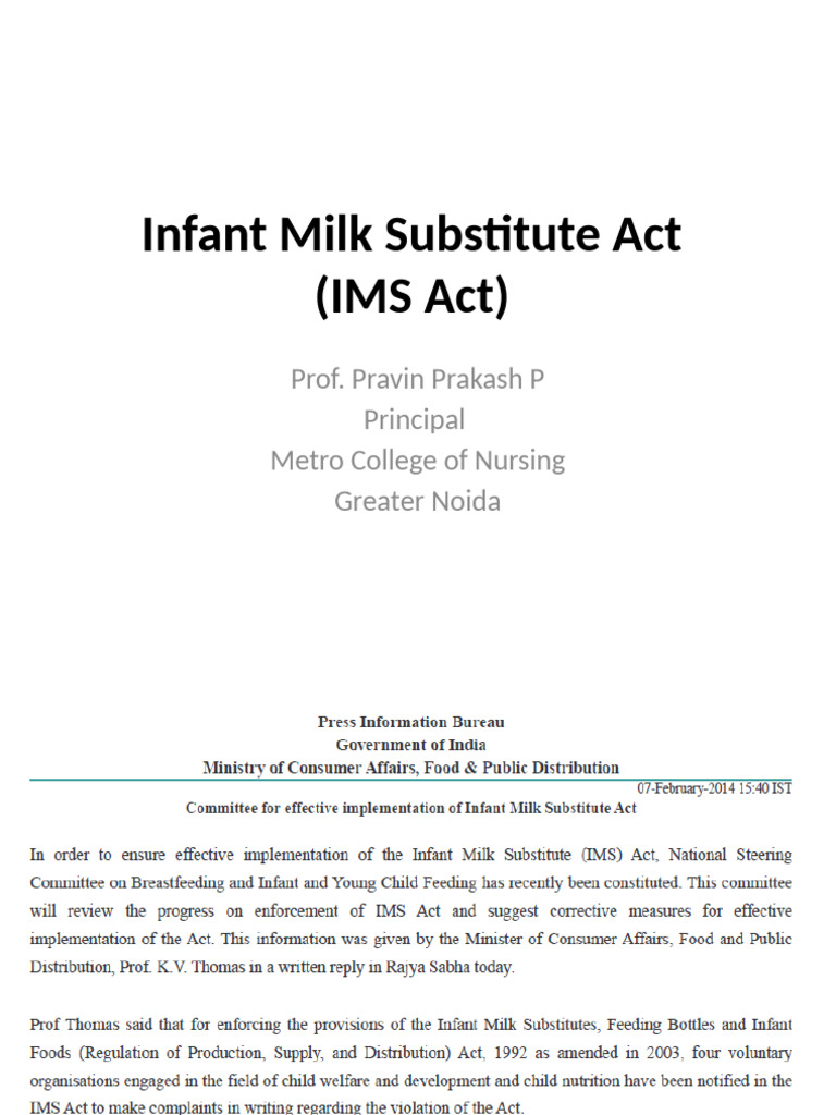 Infant Milk Substitute Act | PDF | Breastfeeding | Breast Milk
