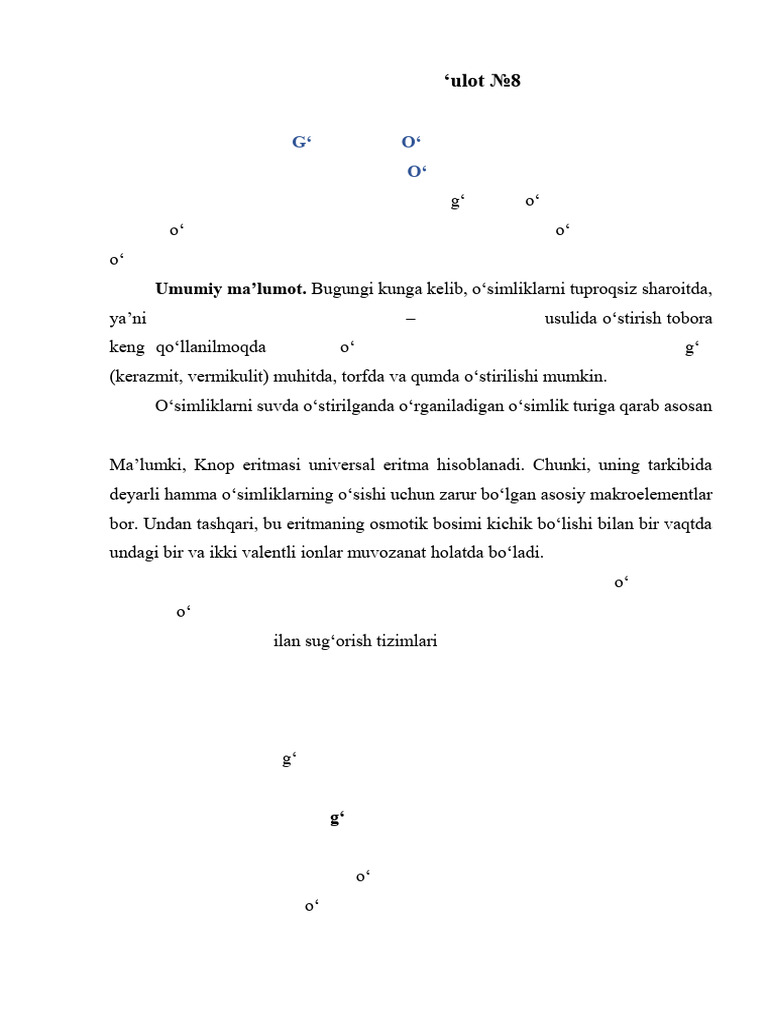 8-Bir Urug Pallali o Simliklarni Gidroponika Usulida o Stirish | PDF