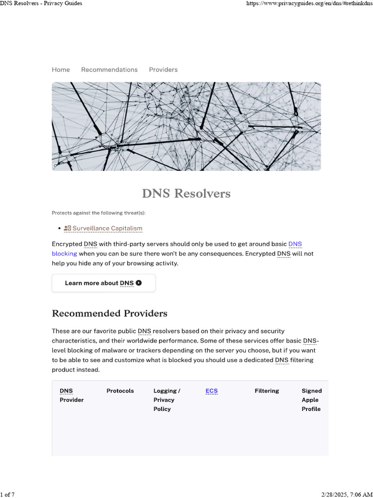DNS Resolvers - Privacy Guides | PDF