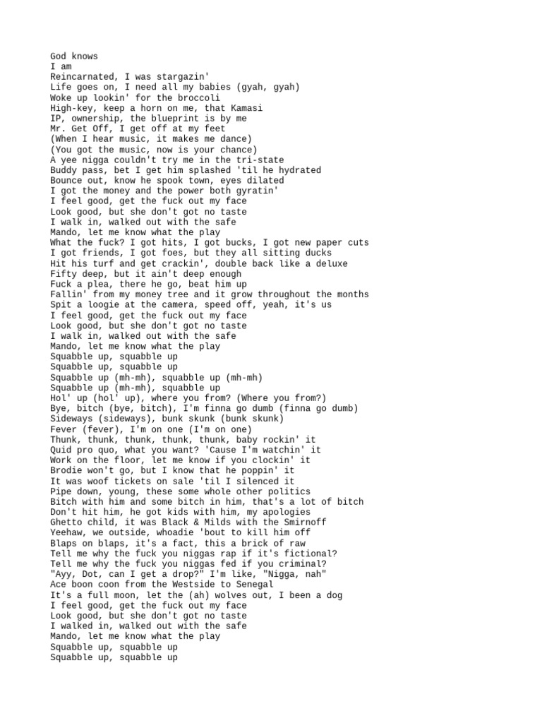Kendrick Lamar's "Squabble Up" Lyrics | PDF