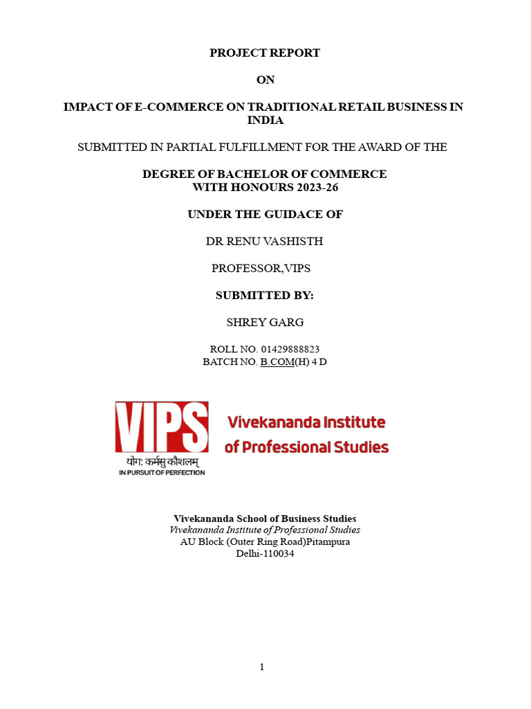 SHREY GARG MINOR PROJECT REPORT II | PDF | E Commerce | Retail