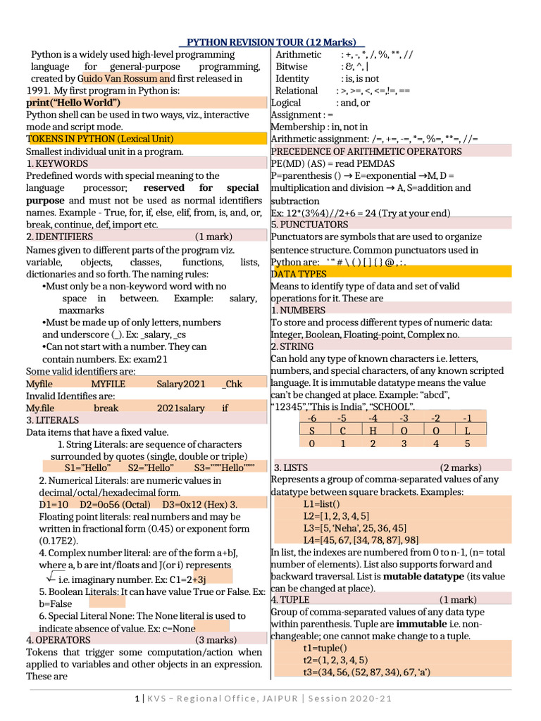 12 CS Last Minute Revision | PDF | Parameter (Computer Programming) | Comma Separated Values