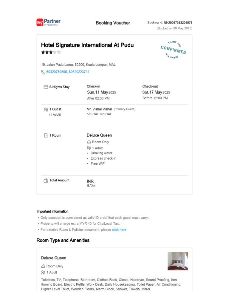 Trips - Hotel - VISHAL VISHAL | PDF