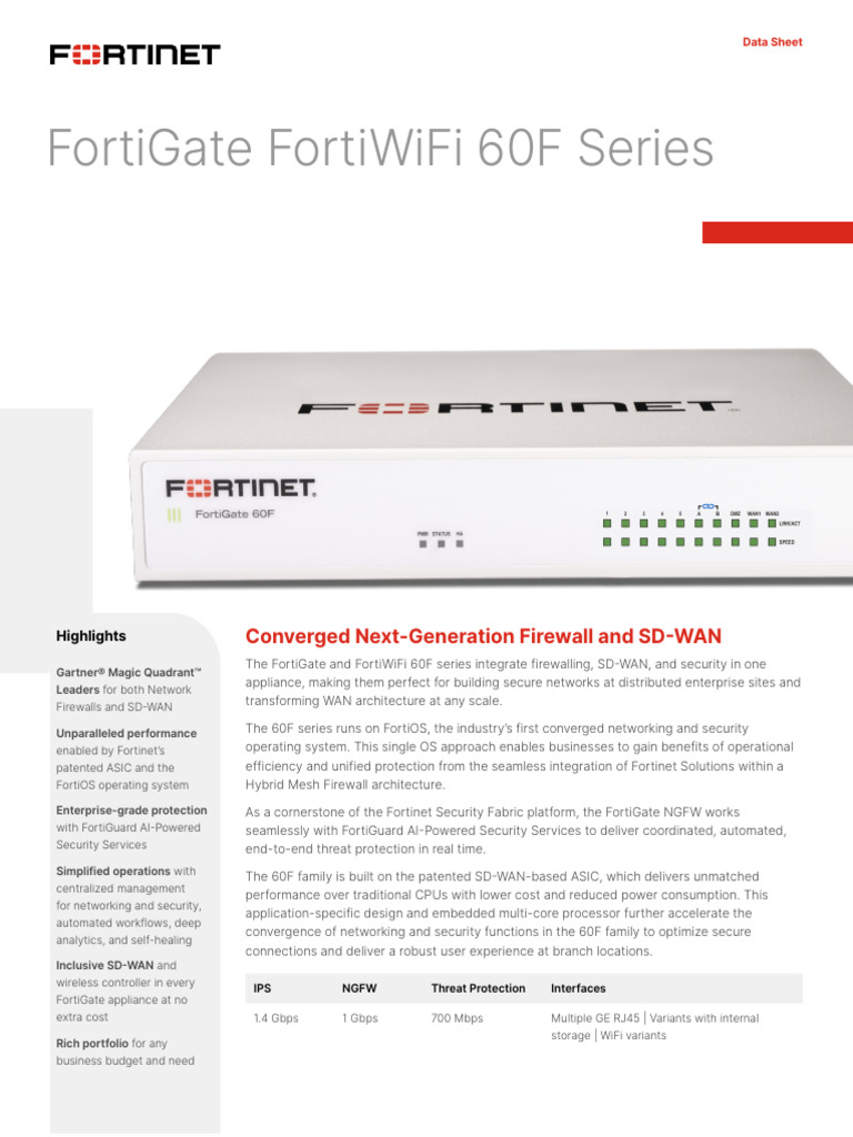 Fortigate Fortiwifi 60f Series | PDF | Security | Computer Security