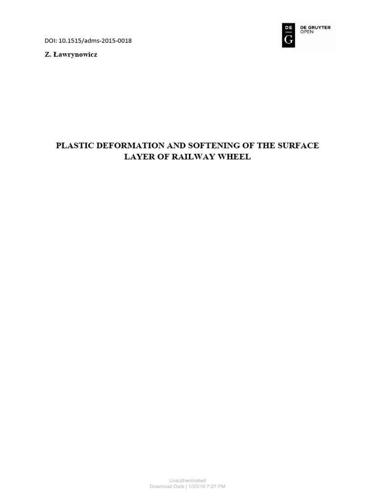Plastic Deformation and Softening of The Surface L | PDF | Heat ...
