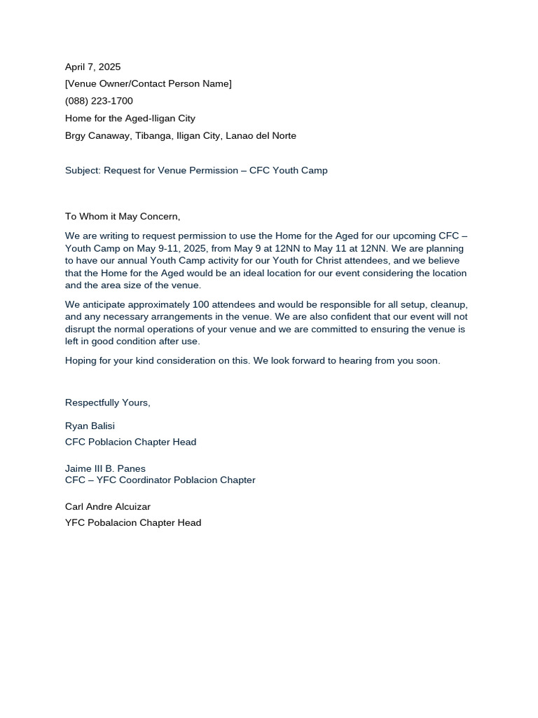 Home For The Aged Letter | PDF