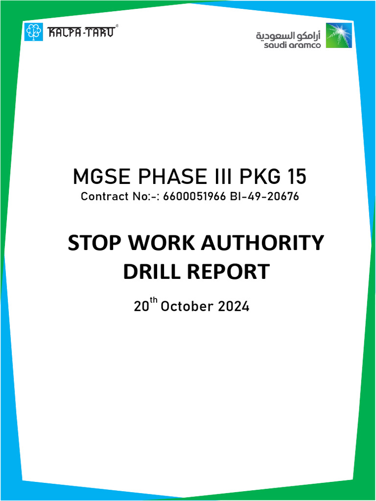 Stop Work Authority Mock Drill Report | PDF | Emergency