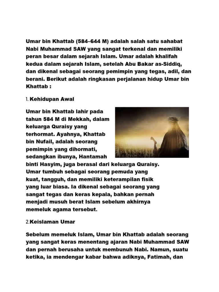 Biografi Umar bin Khattab: Pemimpin Islam | PDF