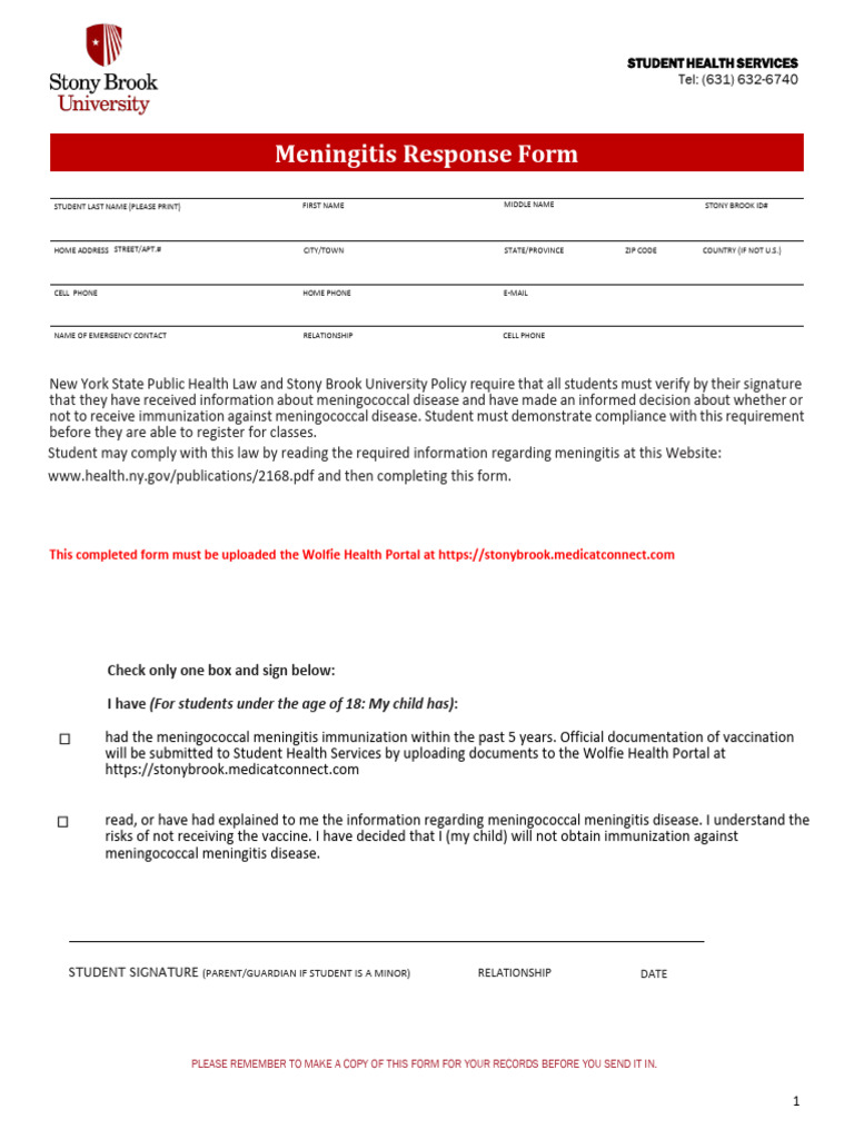 MEN Response Form FINAL 10.20 | PDF | Meningitis | Public Health