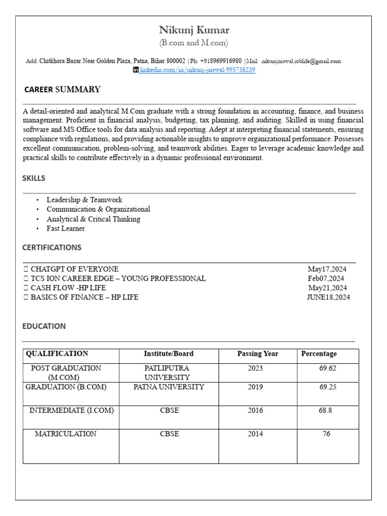 Nikunj Resume 15 | PDF