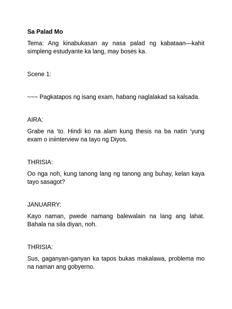 SA PALAD MO - Script | PDF