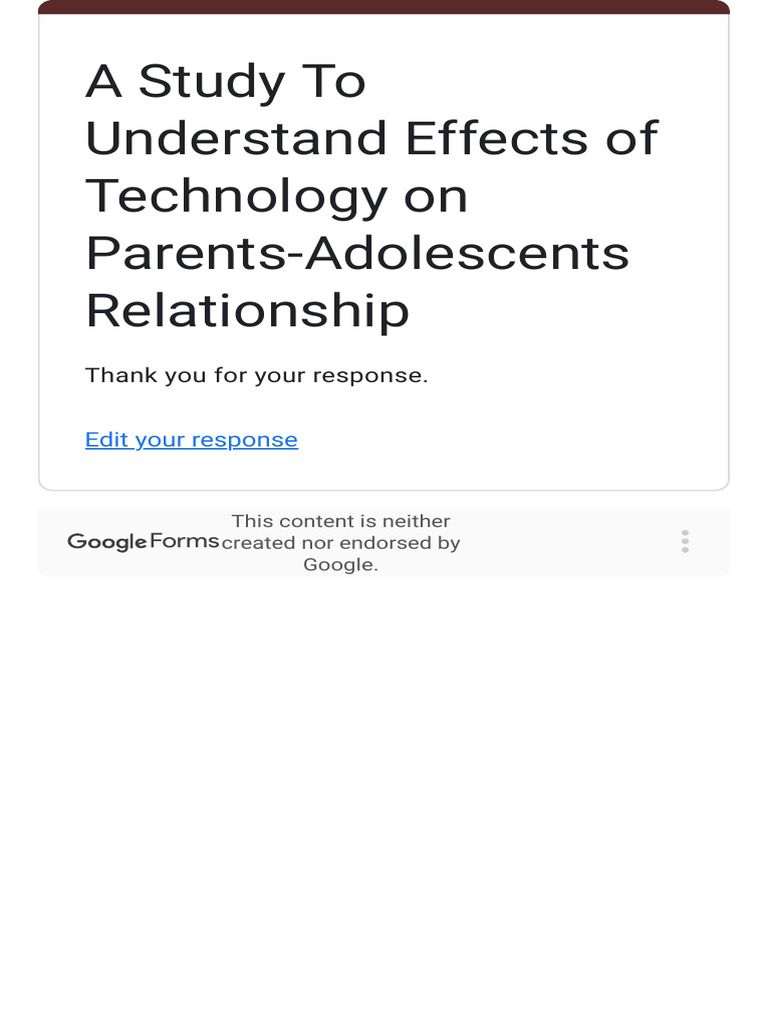 A Study to Understand Effects of Technology on Parents-Adolescents ...