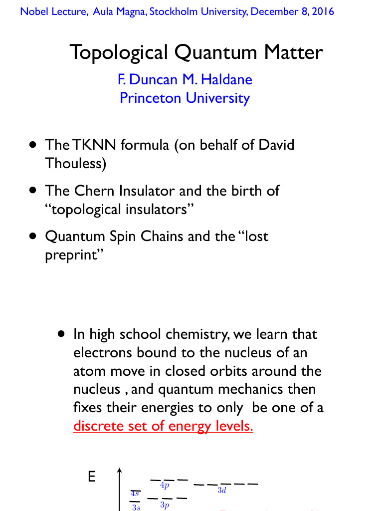 TKNN Formula and Topological States | PDF | Spin (Physics) | Atomic Orbital