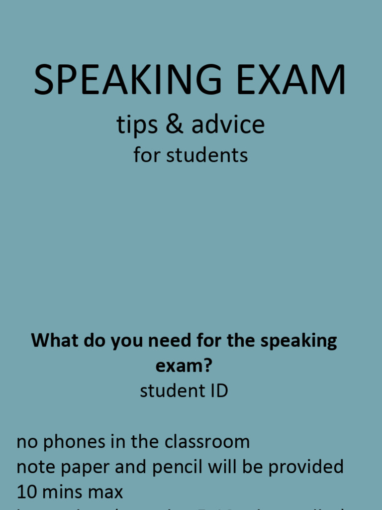 ACHIEVEMENT SPEAKING EXAM SPEAKING EXAM Info | PDF