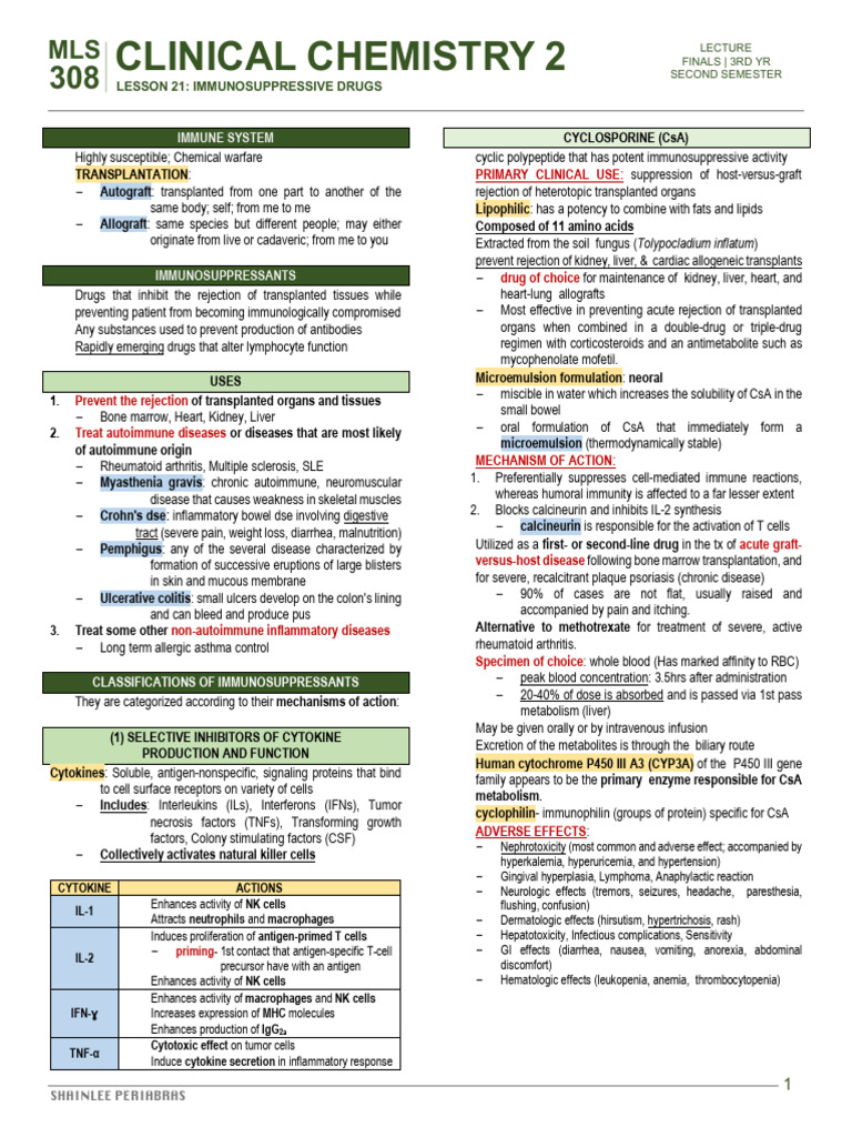 21 - (Lec) Immunosuppressive Drugs | PDF | Transplant Rejection ...