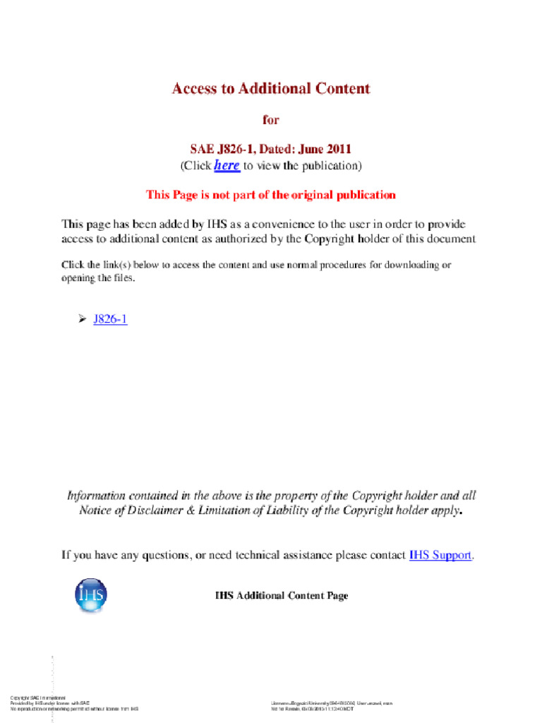 Sae J826-1-2011 | PDF