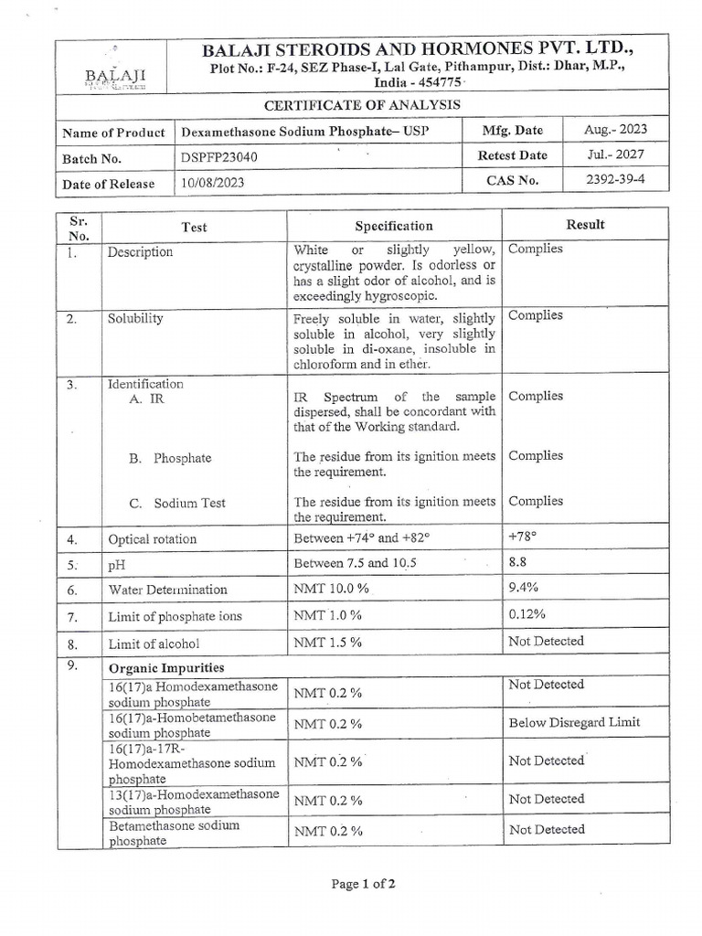 Coa DSPFP23040 Usp | PDF