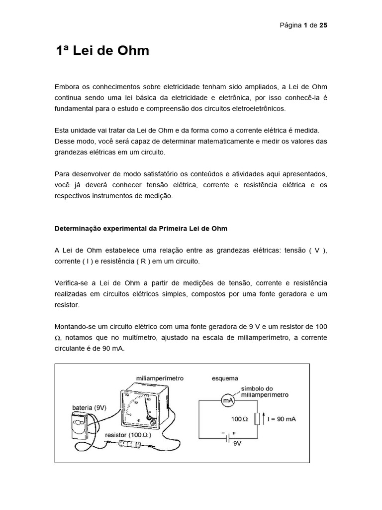 Enunciado e Aplicações da Lei de Ohm | PDF | Rede elétrica ...