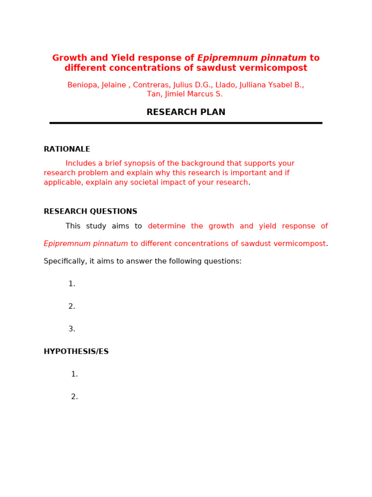Research Plan Format | PDF