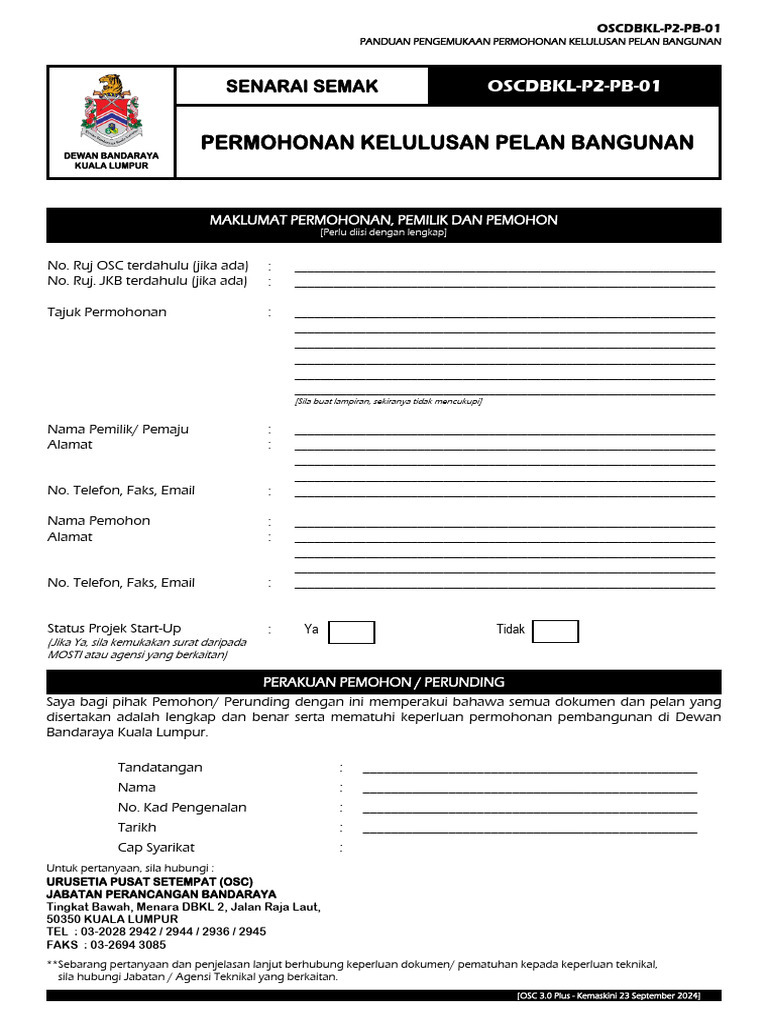 (P2-PB-01) Permohonan Kelulusan Pelan Bangunan | PDF