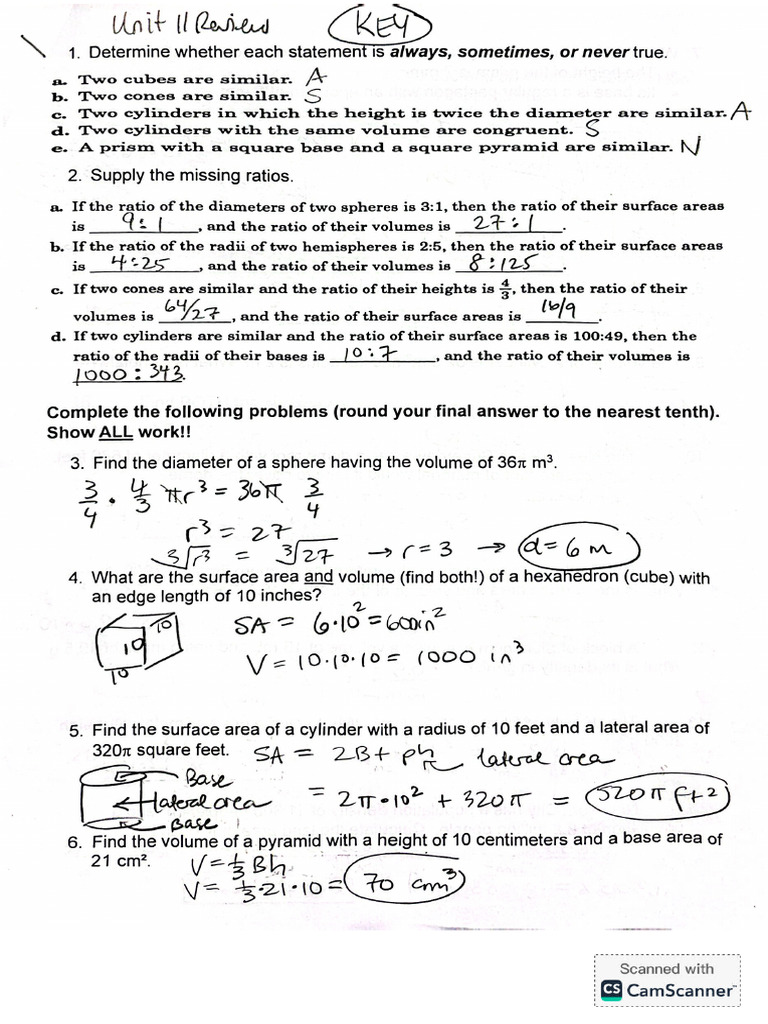 Unit 11 Review Key | PDF