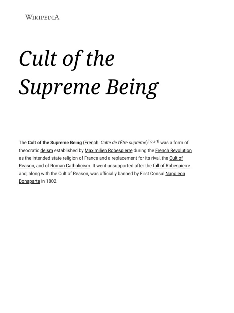Robespierre's Cult of the Supreme Being | PDF | French Revolution ...