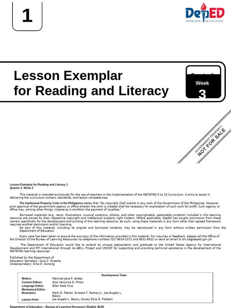 Grade 1 Reading: Week 3 Lesson Plan | PDF | Syllable | Word