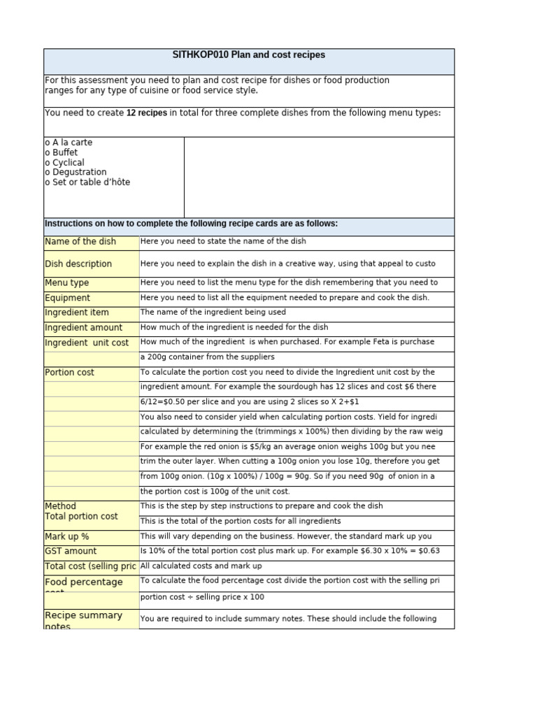 Standard Recipe Card | PDF | Sauce | Cooking