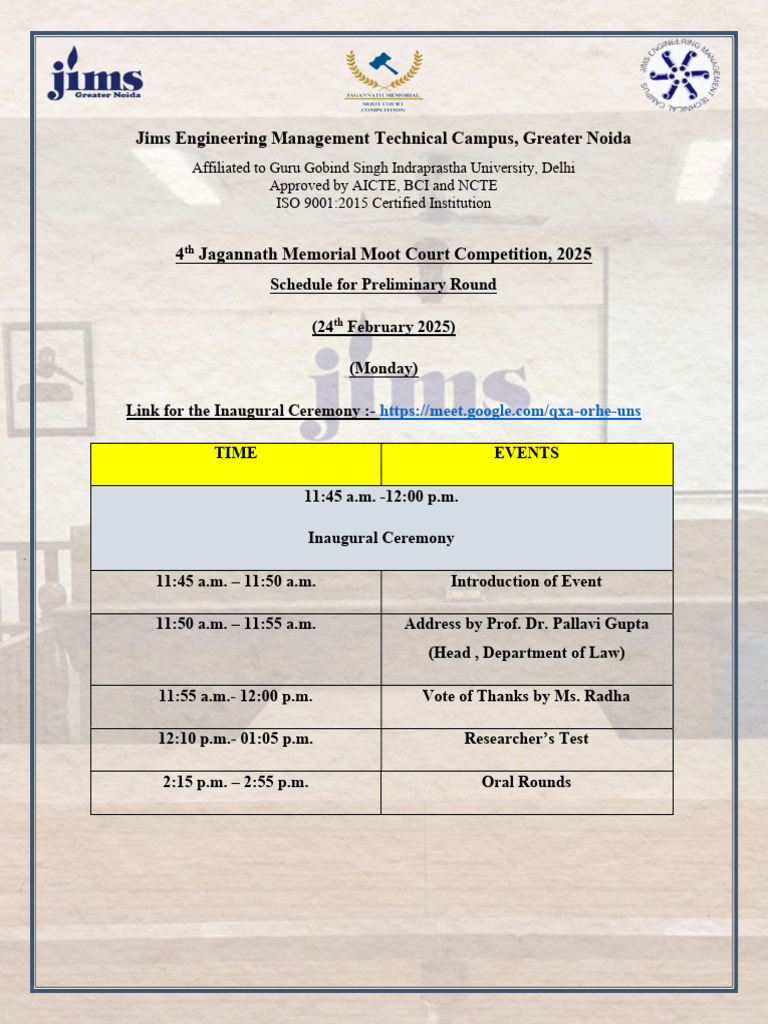 Participant Preliminary Schedule | PDF