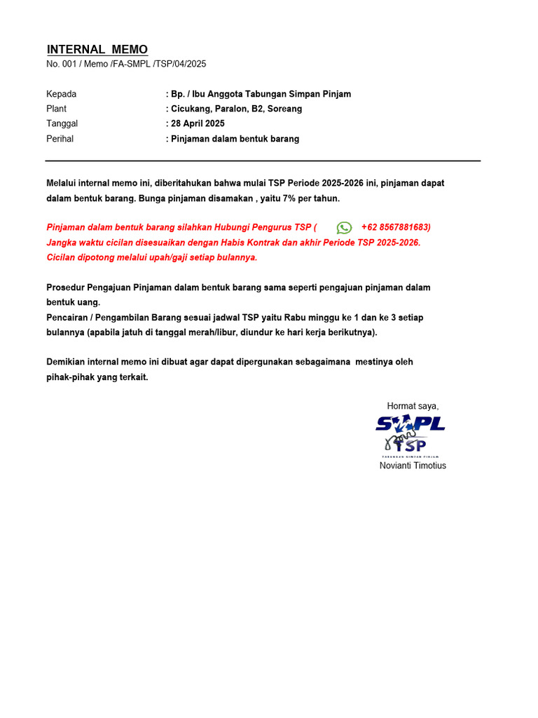 Pinjaman Barang TSP 2025-2026 | PDF