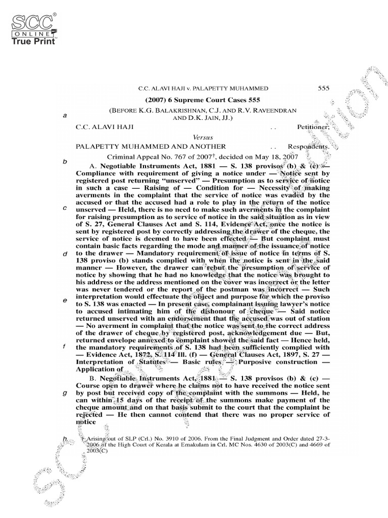C.C. Alavi Haji v. Palapetty Muhammed, (2007) 6 SCC 555 | PDF | Supreme ...