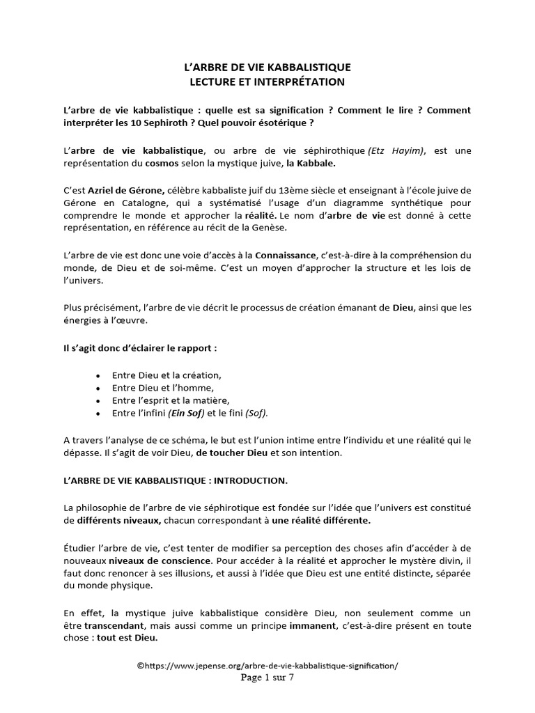 Signification de l'Arbre de Vie Kabbalistique | PDF | Kabbale | Dieu