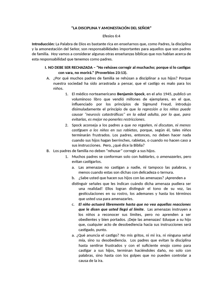 Disciplina y Amonestación en la Crianza | PDF