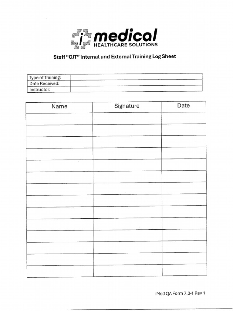 Imed QA Form 7.3-1 Training Attendance-Rev - 1 | PDF