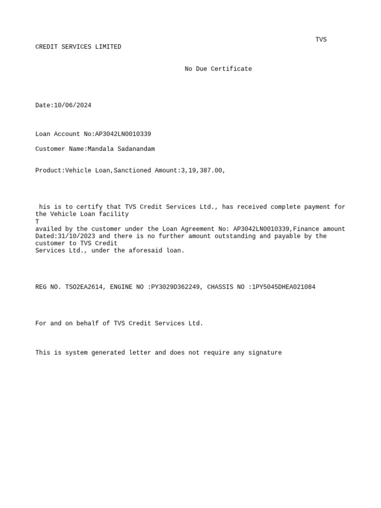 Tvs Noc Docx Google Docs11 | PDF