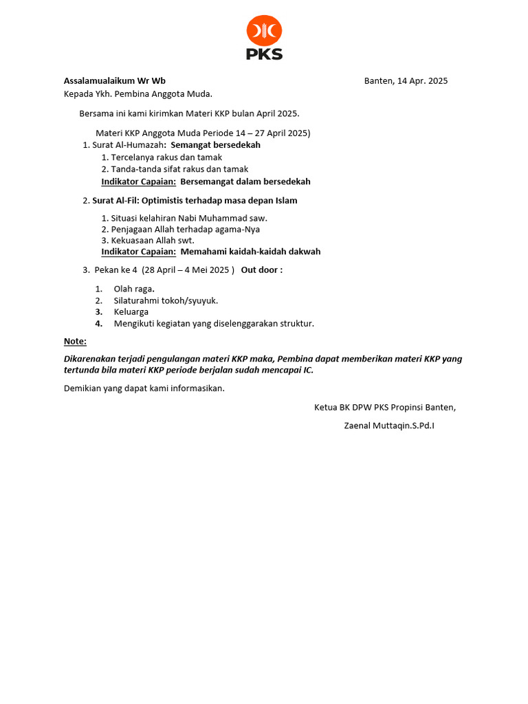 KKP Anggota Muda Bulan April 2025 | PDF